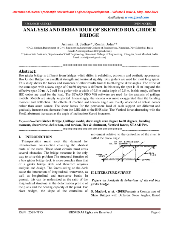 (PDF) Analysis and Behaviour of Skewed Box Girder Bridge