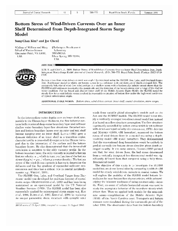 (PDF) Bottom Stress of Wind-Driven Currents over an Inner Shelf ...