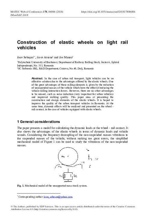 (PDF) Construction of elastic wheels on light rail vehicles
