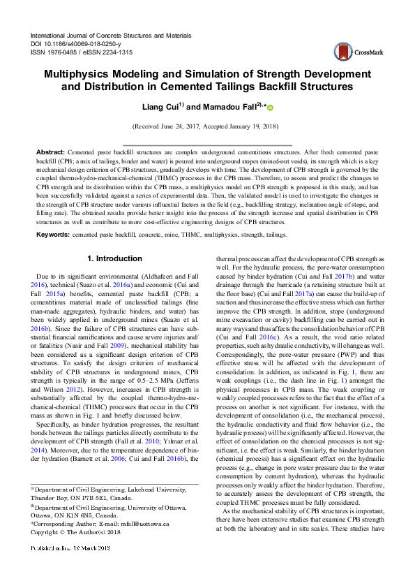 (PDF) Multiphysics Modeling and Simulation of Strength Development and Distribution in Cemented ...