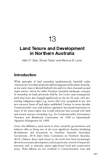 (PDF) Land Tenure and Development in Northern Australia