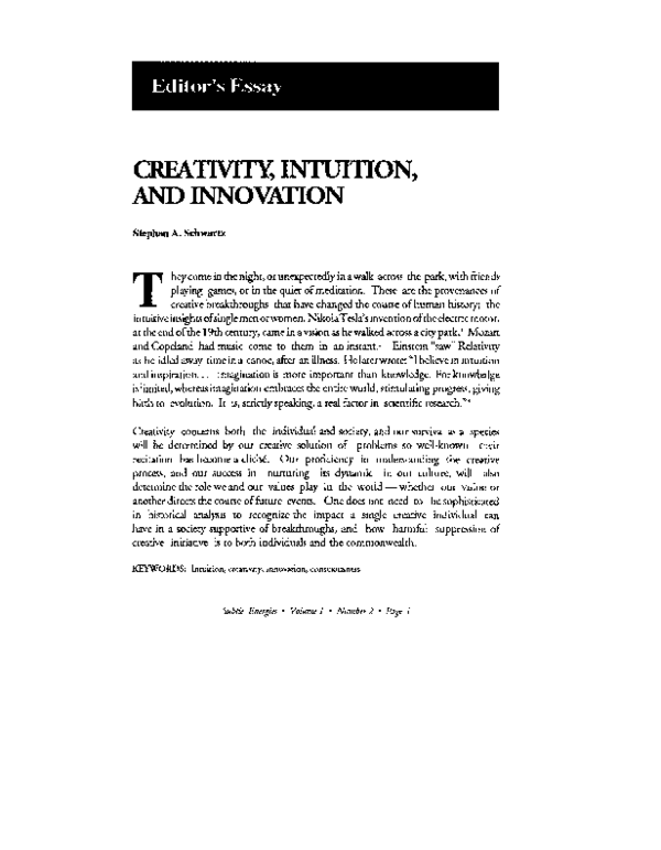 (PDF) Creativity, Intuition, and Innovation