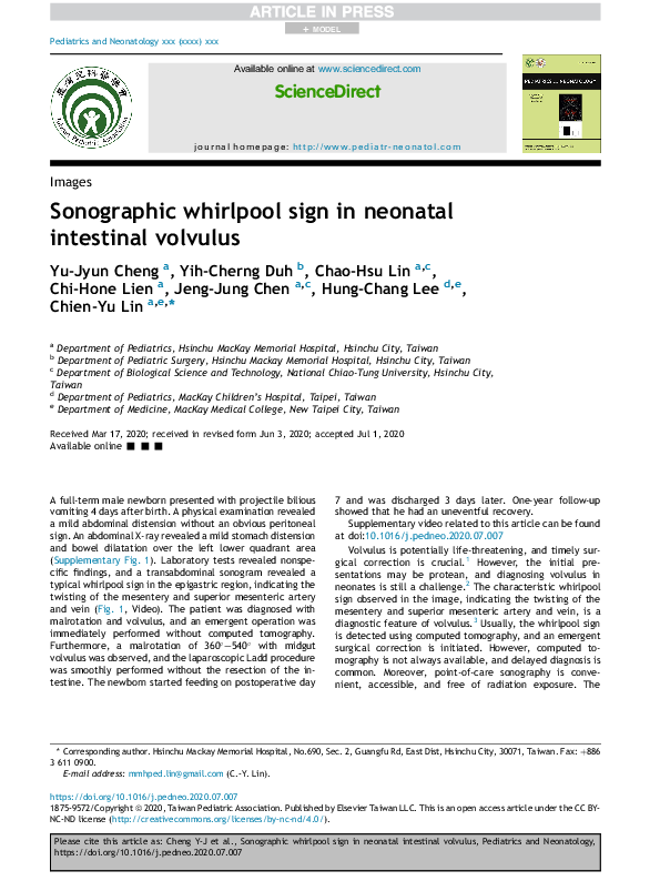 (PDF) Sonographic whirlpool sign in neonatal intestinal volvulus