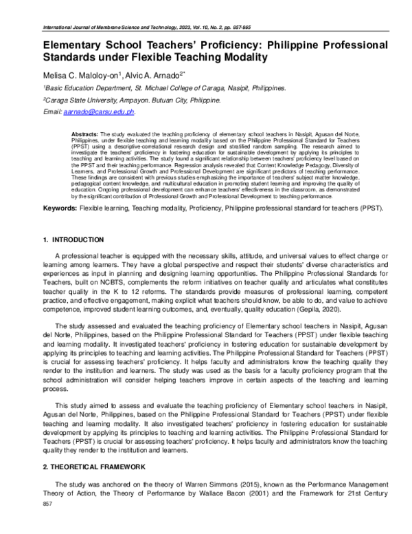 (PDF) Elementary School Teachers’ Proficiency: Philippine Professional ...