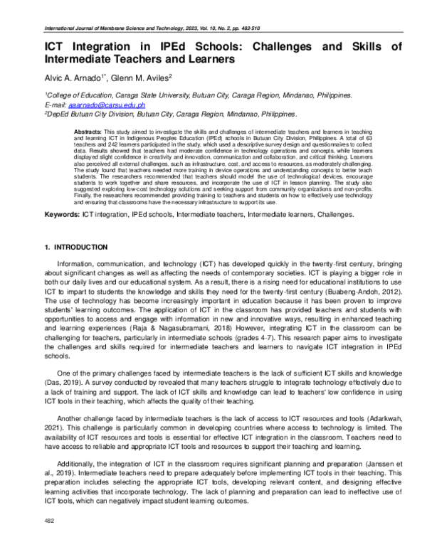 (PDF) ICT Integration in IPEd Schools: Challenges and Skills of ...