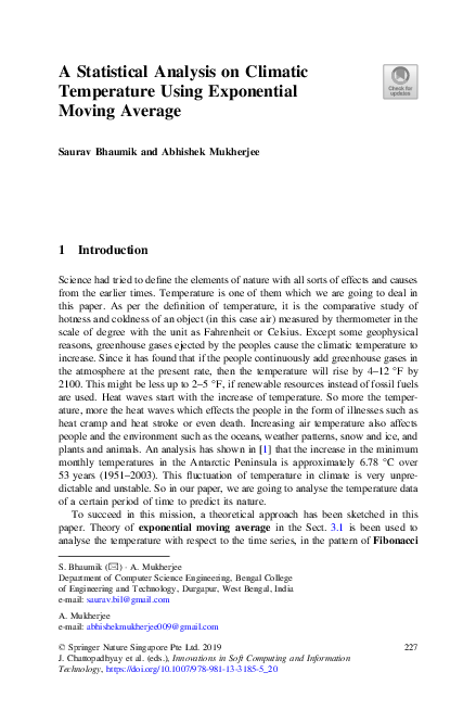 (PDF) Climatic Temperature Trends via EMA Analysis