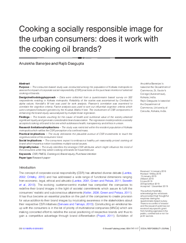 (PDF) Cooking a socially responsible image for the urban consumers ...