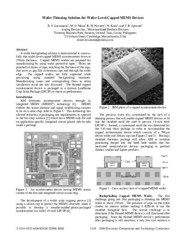(PDF) Wafer Thinning Solution for Wafer-Level-Capped MEMS Devices