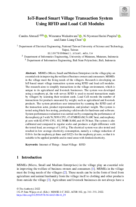 (PDF) IoT-Based Smart Village Transaction System Using RFID and Load Cell Modules | Candra ...