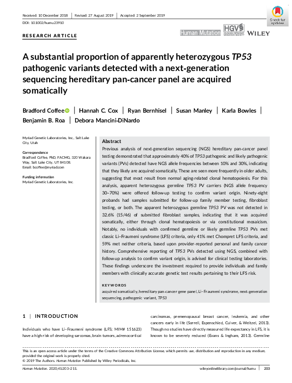 (PDF) A substantial proportion of apparently heterozygousTP53pathogenic ...