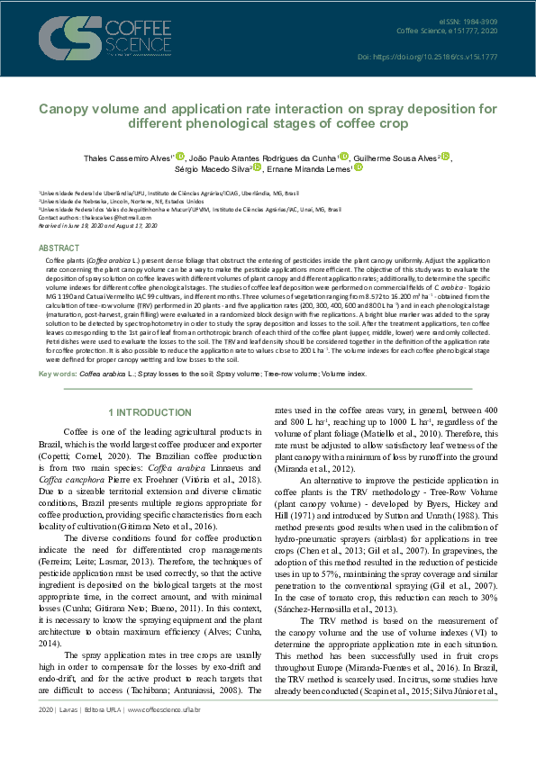 (PDF) Canopy volume and application rate interaction on spray deposition for different ...