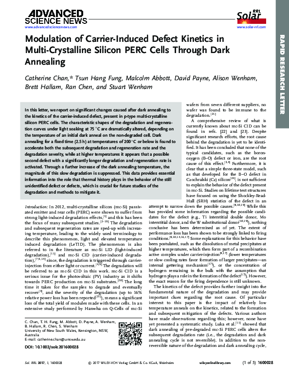 (PDF) Modulation of Carrier-Induced Defect Kinetics in Multi ...