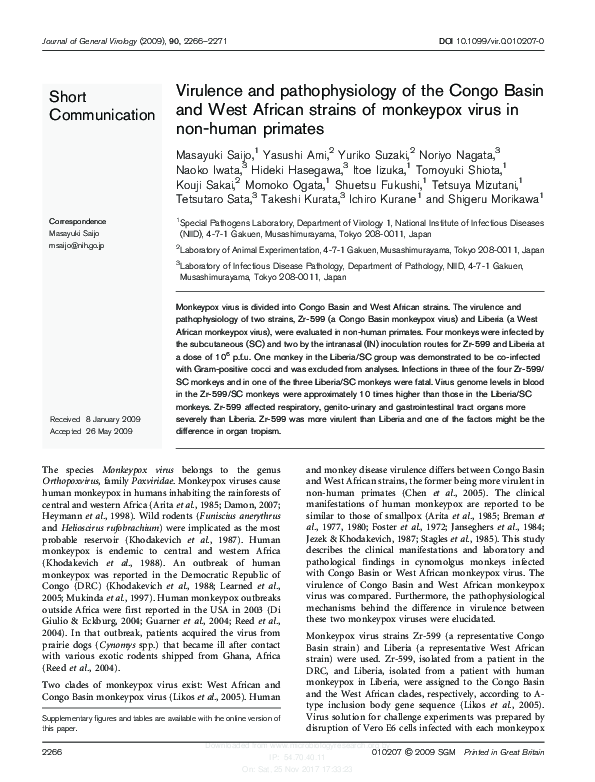 (PDF) Virulence and pathophysiology of the Congo Basin and West African ...