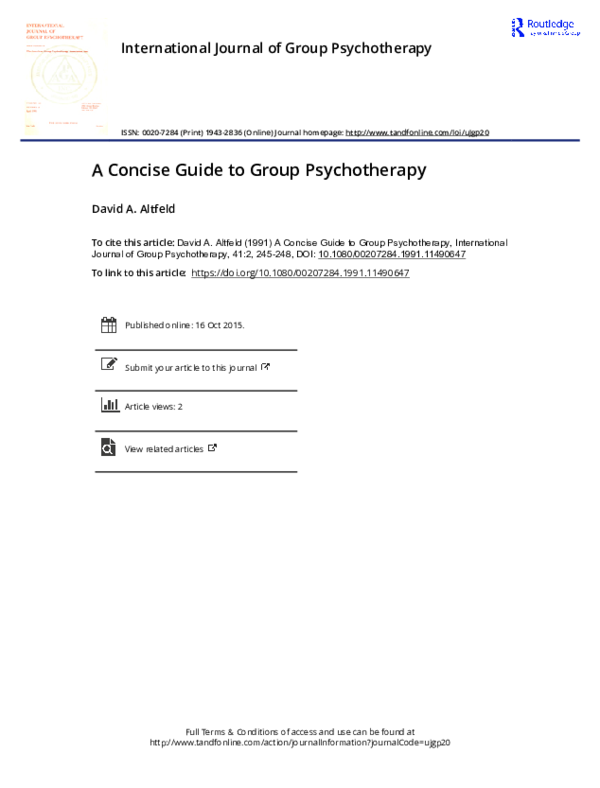 (PDF) A Concise Guide to Group Psychotherapy