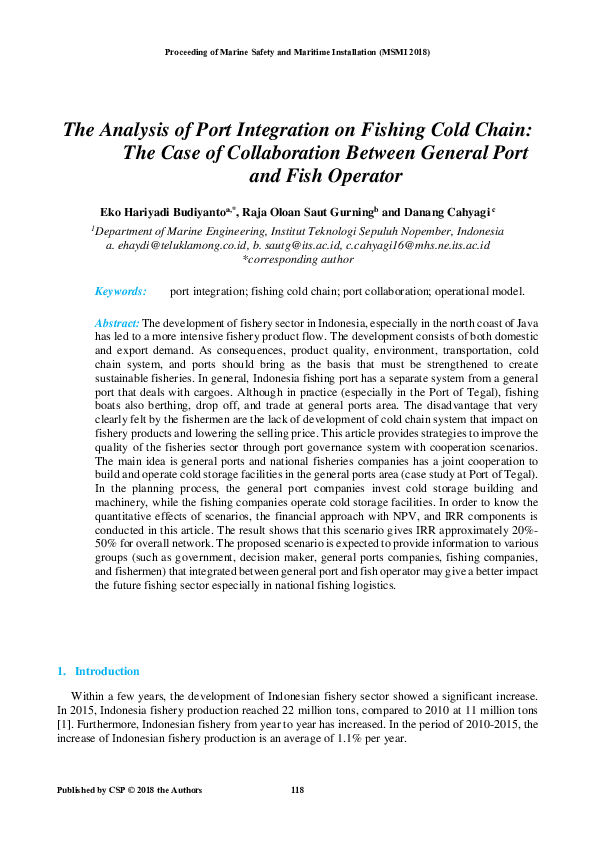 (PDF) The Analysis of Port Integration on Fishing Cold Chain: The Case of Collaboration Between ...