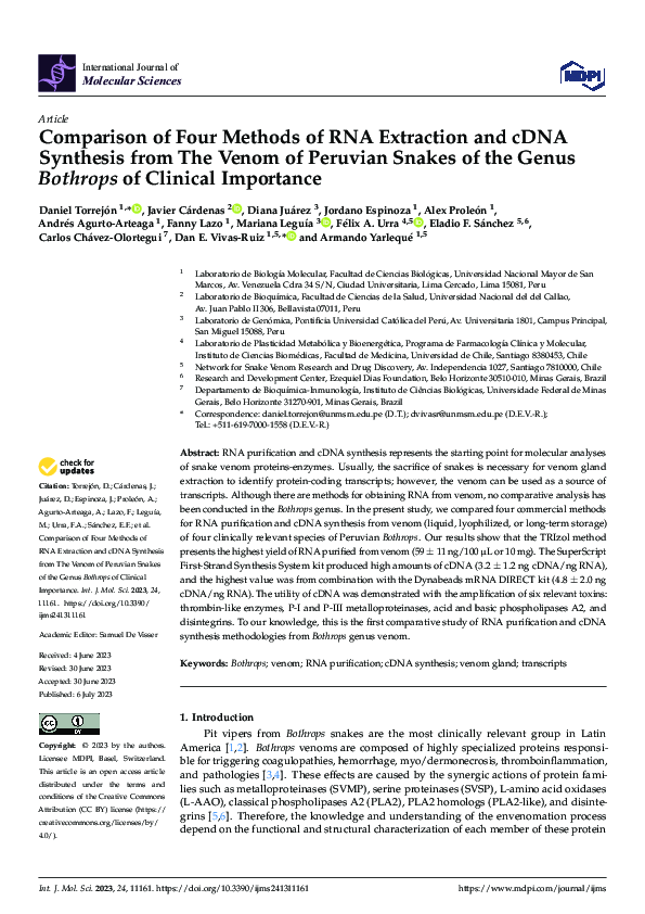 (PDF) Comparison of Four Methods of RNA Extraction and cDNA Synthesis ...