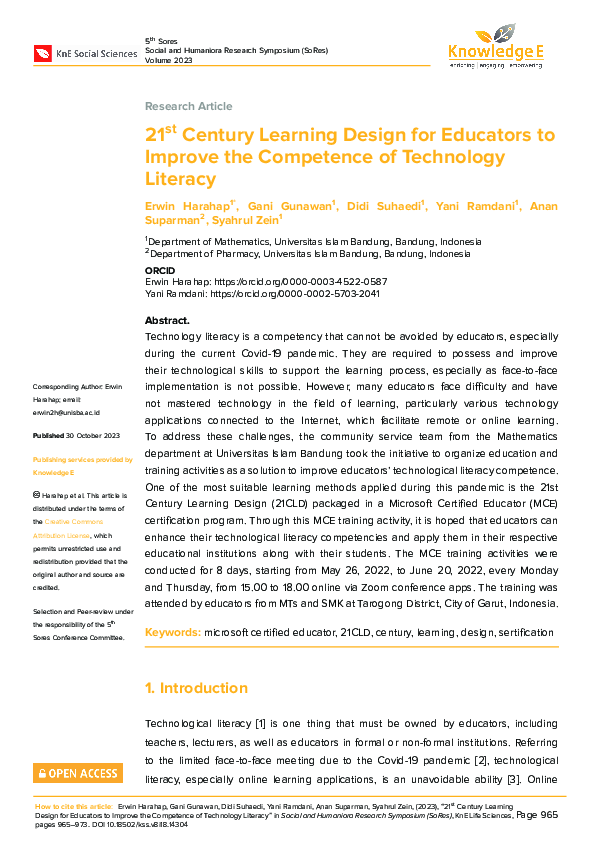 (PDF) 21st Century Learning Design for Educators to Improve the ...
