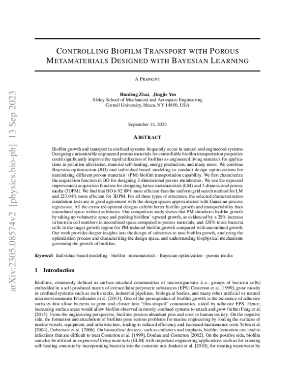 (PDF) Bayesian Learning Designs and Characterizes Porous Metamaterials for Biofilm Transport and ...
