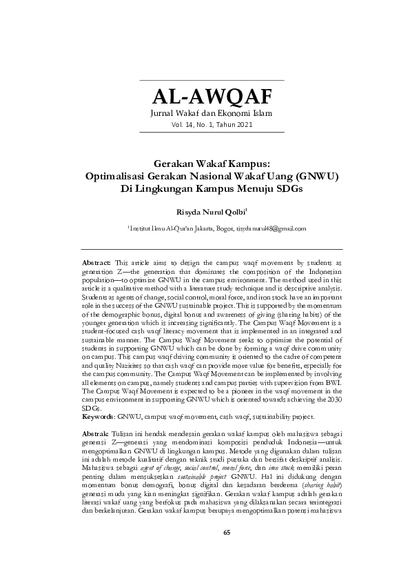 (PDF) Gerakan Wakaf Kampus
