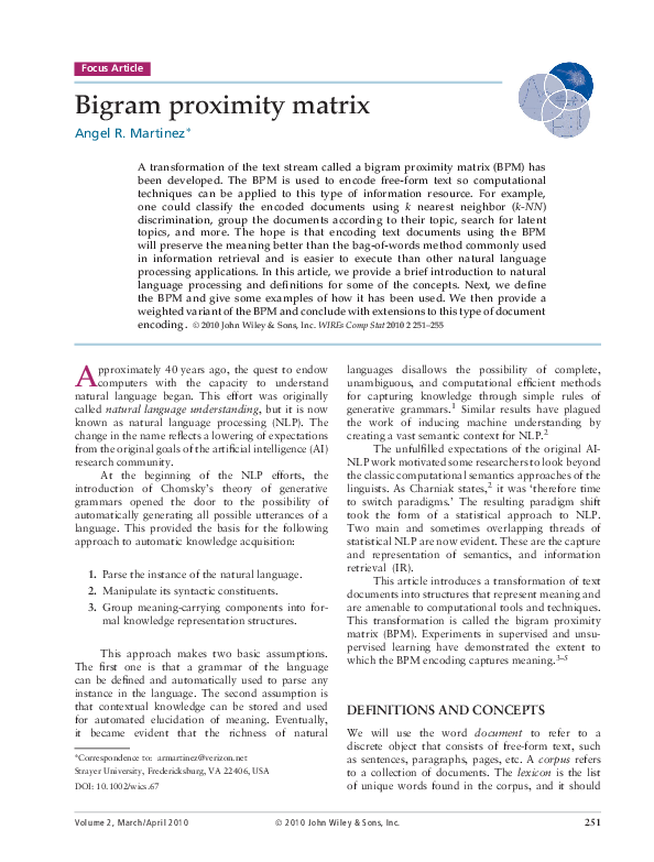(PDF) Bigram proximity matrix