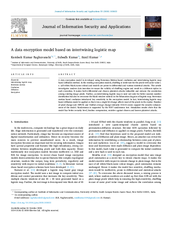 Pdf A Data Encryption Model Based On Intertwining Logistic Map 7519