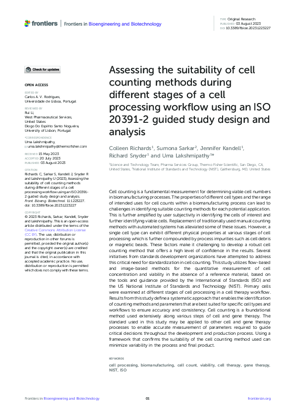 (PDF) Assessing the suitability of cell counting methods during different stages of a cell ...
