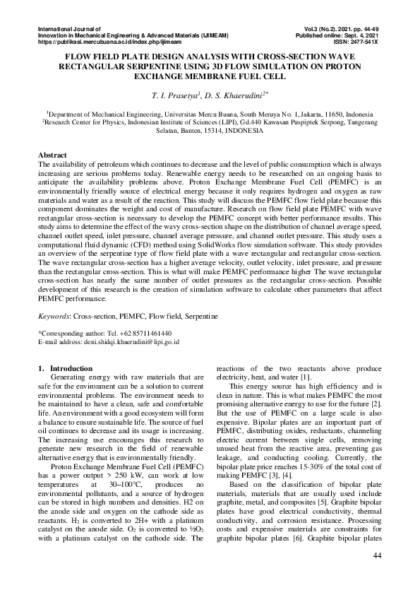 (PDF) Flow Field Plate Design Analysis with Cross-Section Wave ...