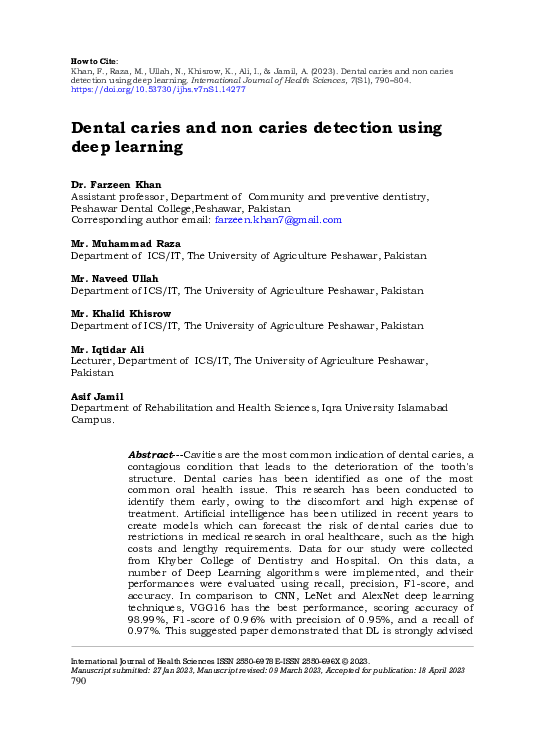 Pdf Dental Caries And Non Caries Detection Using Deep Learning 8032