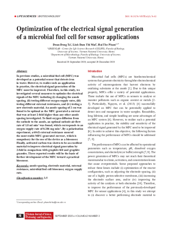 (PDF) Optimization of the electrical signal generation of a microbial ...