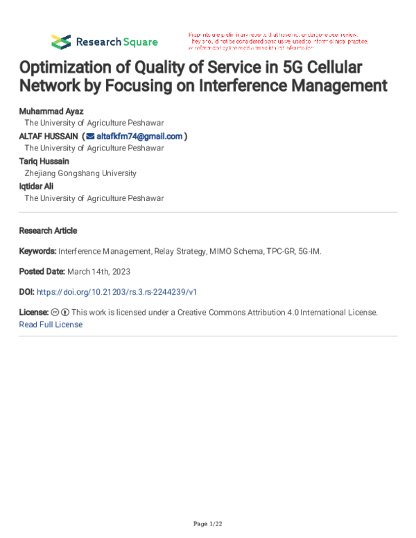 (PDF) Optimization of Quality of Service in 5G Cellular Network by ...