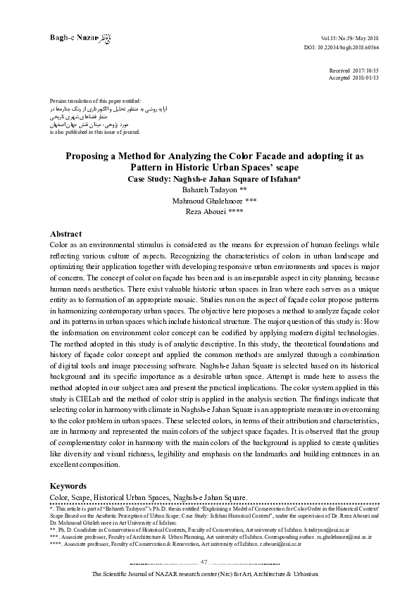 (PDF) Proposing a Method for Analyzing the Color Facade and adopting it as Pattern in Historic ...