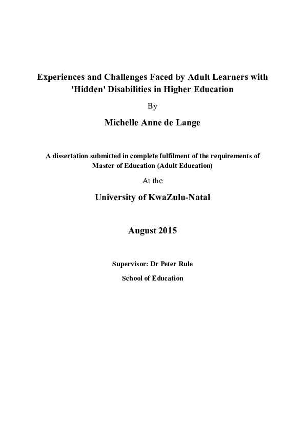 (PDF) Experiences and challenges faced by adult learners with 'hidden ...