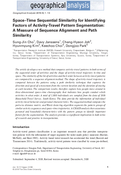 (PDF) Space–Time Sequential Similarity for Identifying Factors of Activity‐Travel Pattern ...