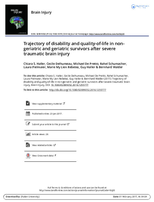 (PDF) Trajectory of disability and quality-of-life in non-geriatric and geriatric survivors ...