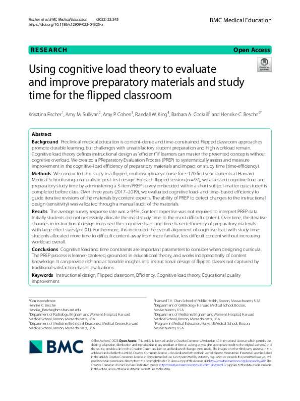 (PDF) Using cognitive load theory to evaluate and improve preparatory ...