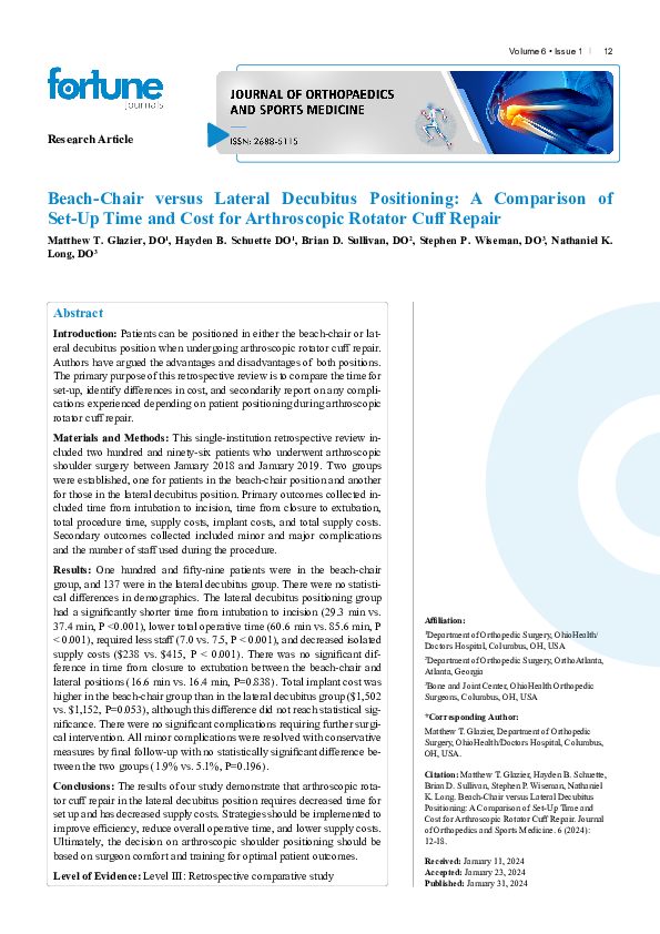 (PDF) Beach-Chair versus Lateral Decubitus Positioning: A Comparison of ...