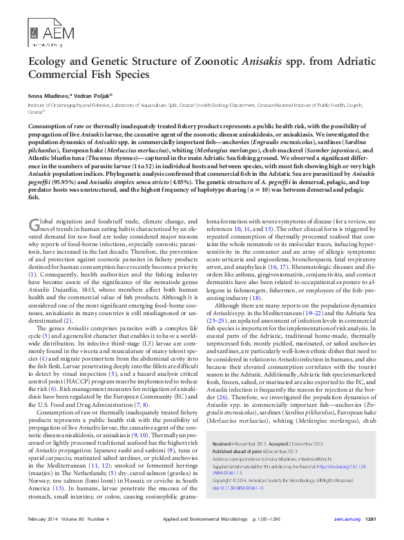 (PDF) Ecology and Genetic Structure of Zoonotic Anisakis spp. from ...