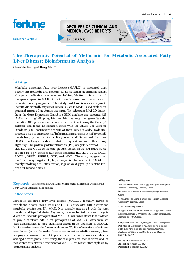 (PDF) The Therapeutic Potential of Metformin for Metabolic Associated Fatty Liver Disease ...
