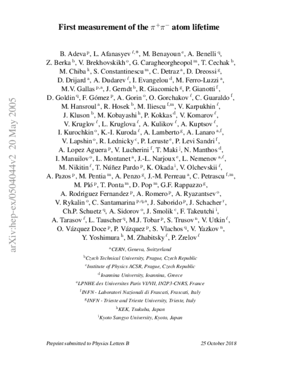 (PDF) First measurement of the π+π− atom lifetime