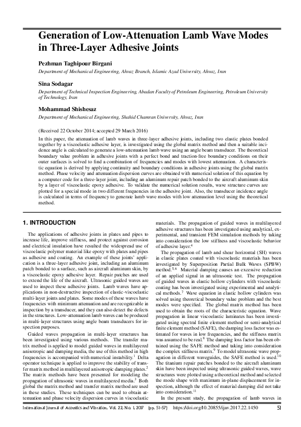 (PDF) Generation of Low-Attenuation Lamb Wave Modes in Three-Layer ...