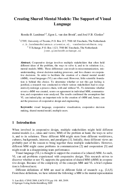 (PDF) Creating Shared Mental Models: The Support of Visual Language
