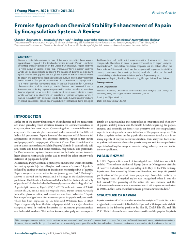 (PDF) Promise Approach on Chemical Stability Enhancement of Papain by ...