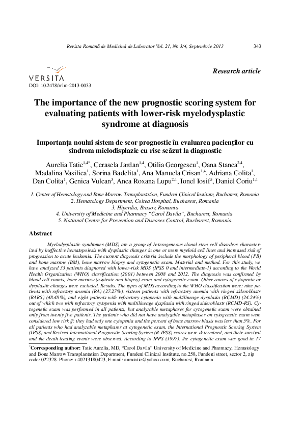 (PDF) The importance of the new prognostic scoring system for evaluating patients with lower ...