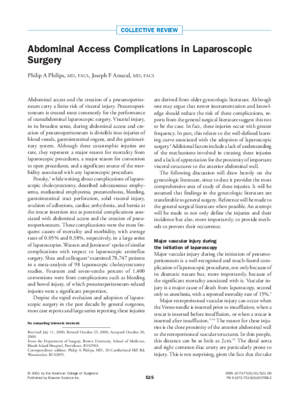 (PDF) Abdominal Access Complications in Laparoscopic Surgery