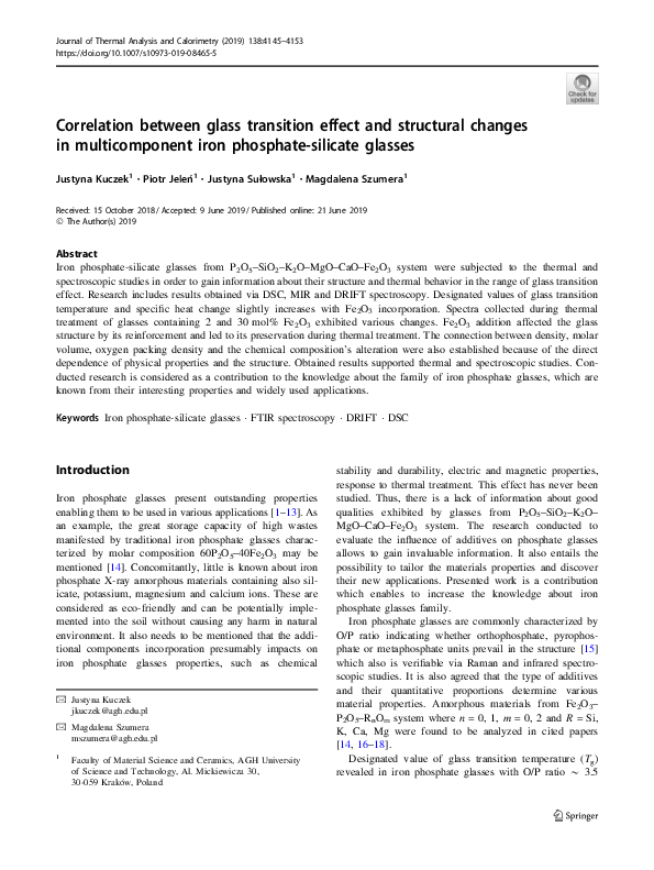(PDF) Correlation between glass transition effect and structural ...