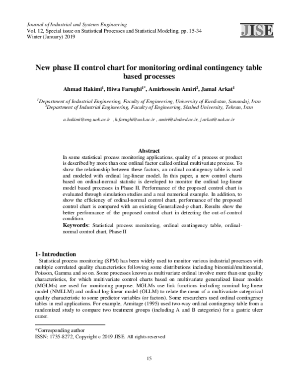 Pdf New Phase Ii Control Chart For Monitoring Ordinal Contingency Table Based Processes