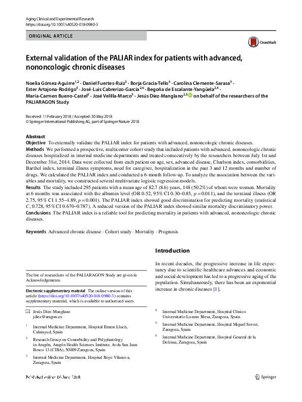 (PDF) External validation of the PALIAR index for patients with ...