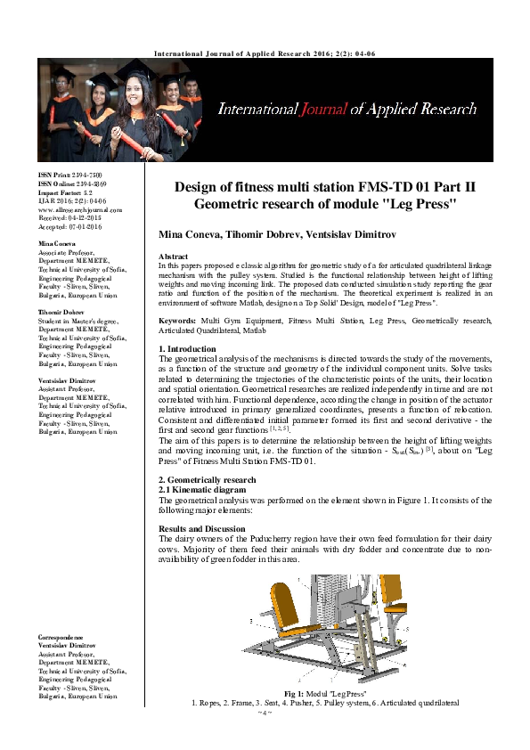 (PDF) Geometric Analysis of Leg Press Mechanism for Fitness FMS-TD