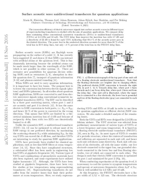 (PDF) Surface acoustic wave unidirectional transducers for quantum applications | Isac Boström ...