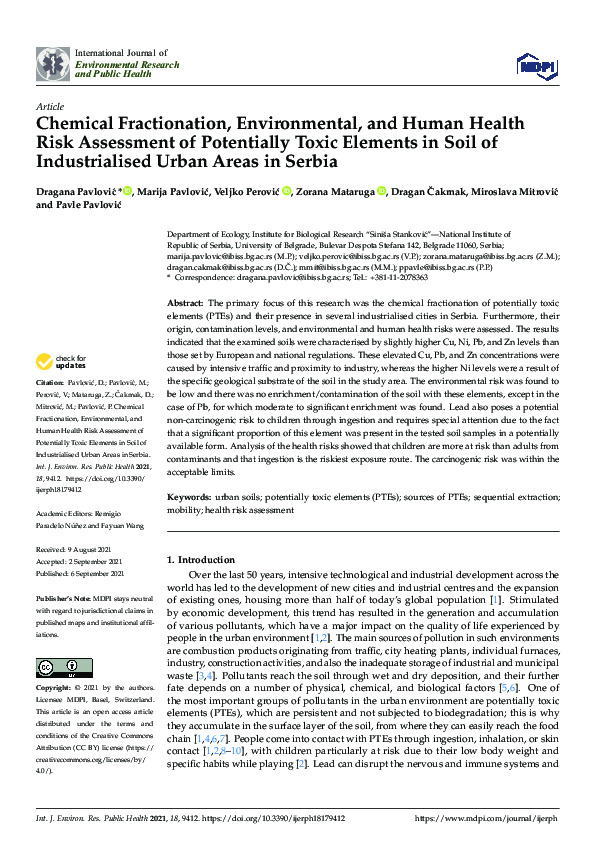 (PDF) Chemical Fractionation, Environmental, and Human Health Risk ...